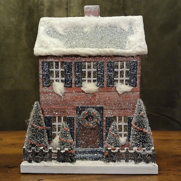 Hand Crafted | Holiday | Light Up Miniature Red Saltbox House | Poshmark